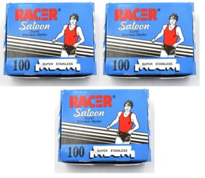 racer 300 single edge stainless razor blades(3 pack of 100 blades) half