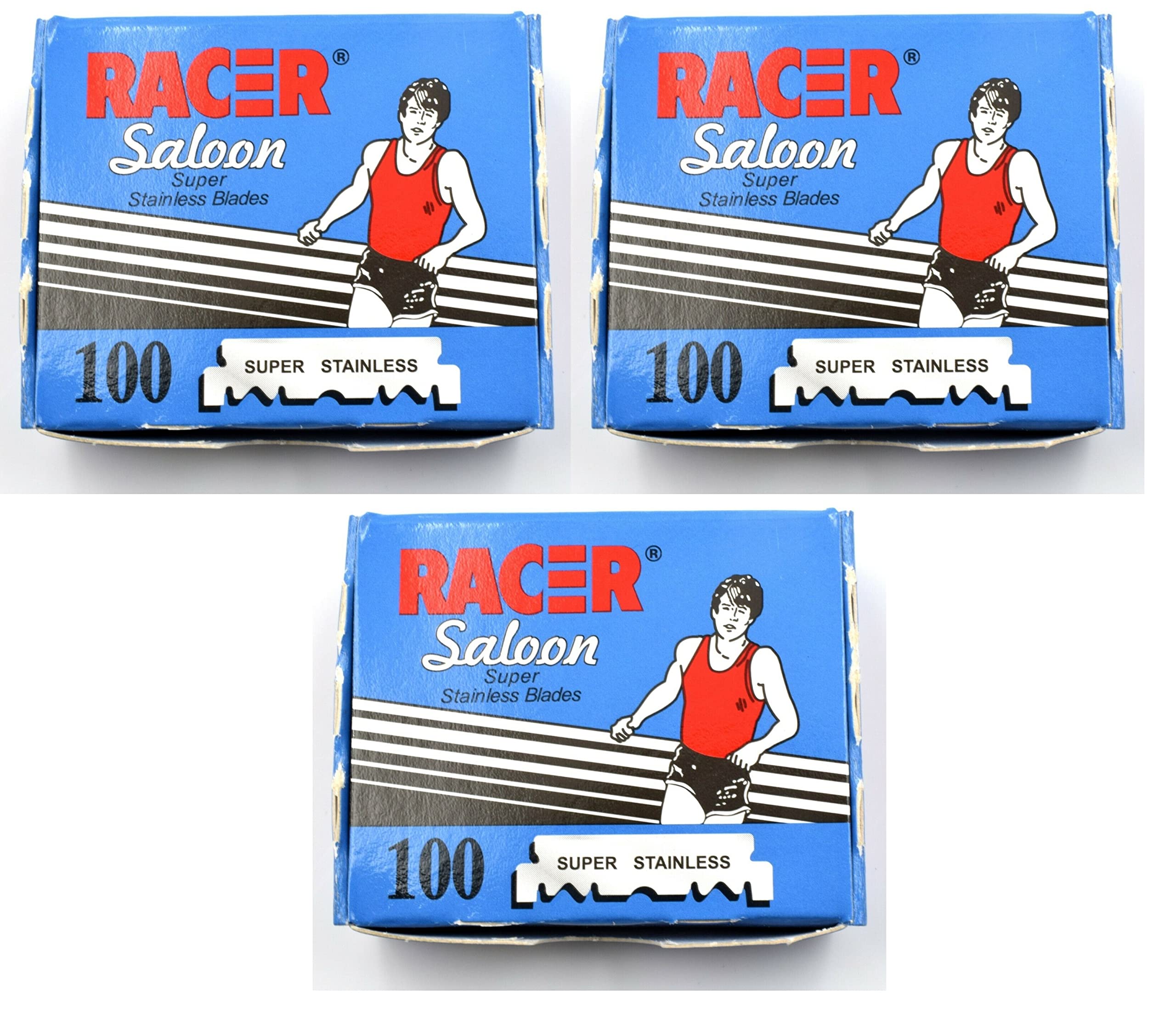 Racer 300 single edge stainless razor blades(3 pack of 100 blades) Half