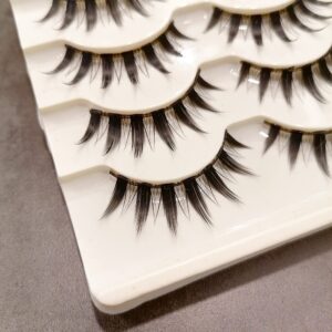 AUGENL 5Pairs False Eyelashes Cute Japanese Style Makeup Thick Eye Lash Extension,Cosplay Anime Makeup Eyelashes Reusable Lashes Manga Eye Makeup Tools (F539)