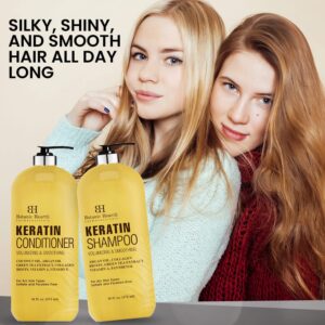 Botanic Hearth Keratin Thickening Spray (8 fl oz), Keratin Shampoo & Conditioner Set (16 fl oz each), and Keratin Serum (8 oz) Bundle