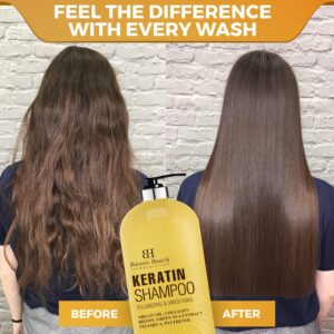 Botanic Hearth Keratin Thickening Spray (8 fl oz), Keratin Shampoo & Conditioner Set (16 fl oz each), and Keratin Serum (8 oz) Bundle