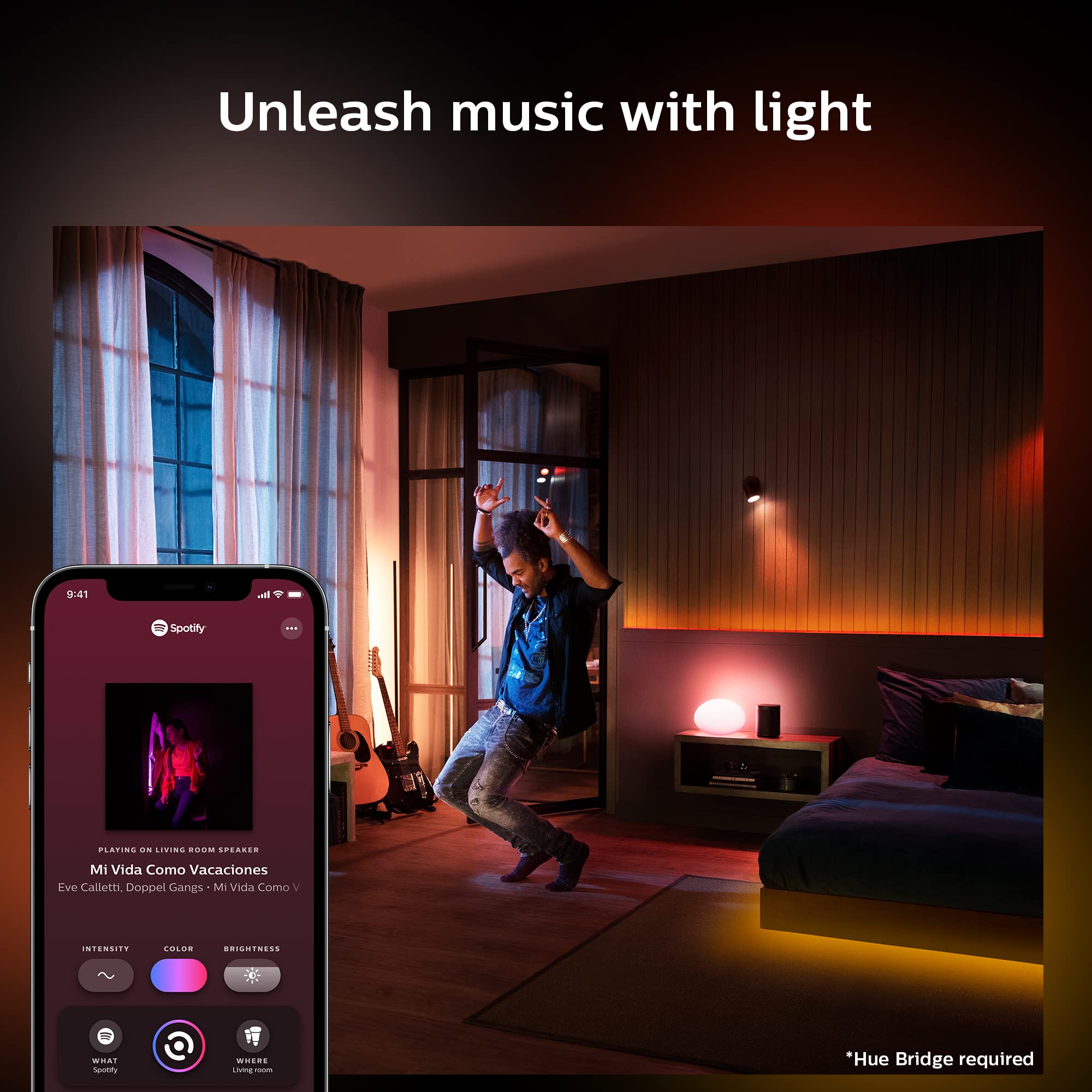 Philips Hue Play Base Kit + Extension (2 Hue Play Bars + 1 Plug), Compatible with Alexa Apple HomeKit and Google Assistant, Black