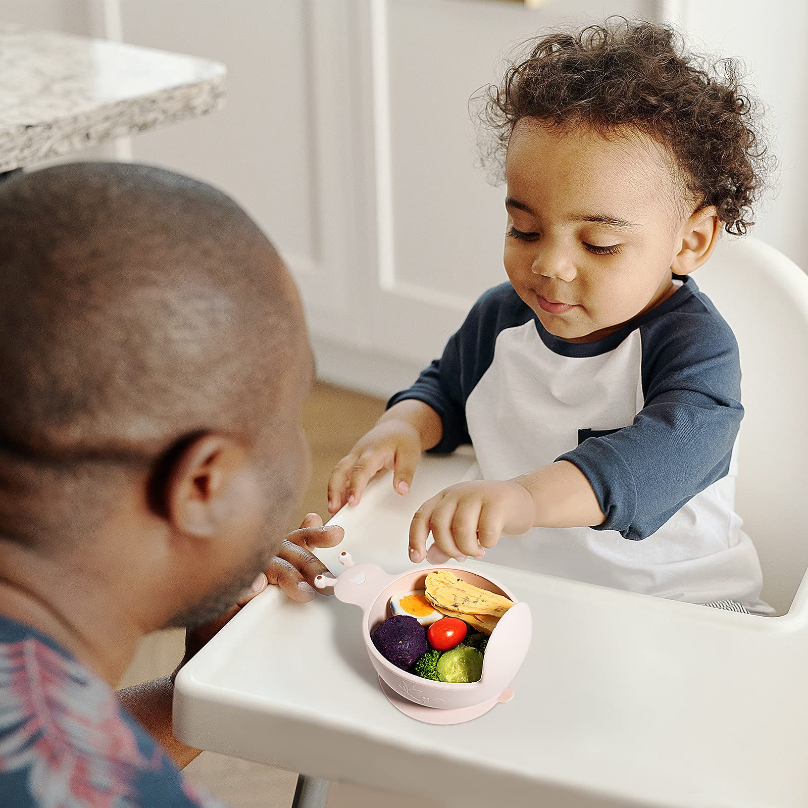 Silicone Baby Feeding Set with Baby Bowl,Spoon and Fork,Baby Bowl with Suction,First Stage Self Feeding,BPA Free