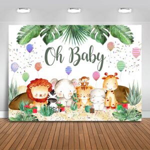 mocsicka oh baby backdrop 7x5ft jungle safari animals greenery balloons baby shower party decorations cute cartoon animals gift boxes baby shower photography background