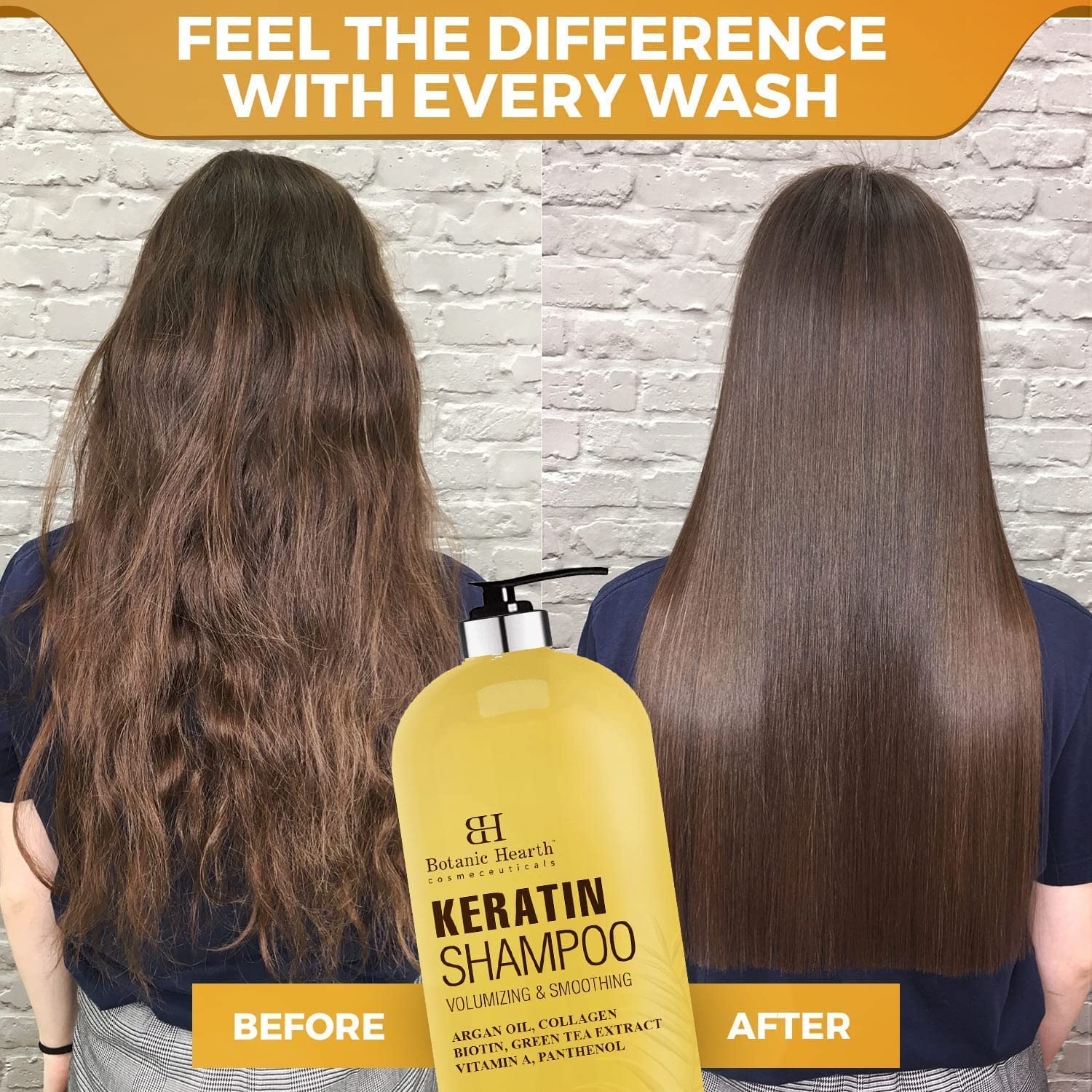 Botanic Hearth Keratin Thickening Spray (8 fl oz) and Keratin Shampoo & Conditioner Set (16 fl oz each) Bundle