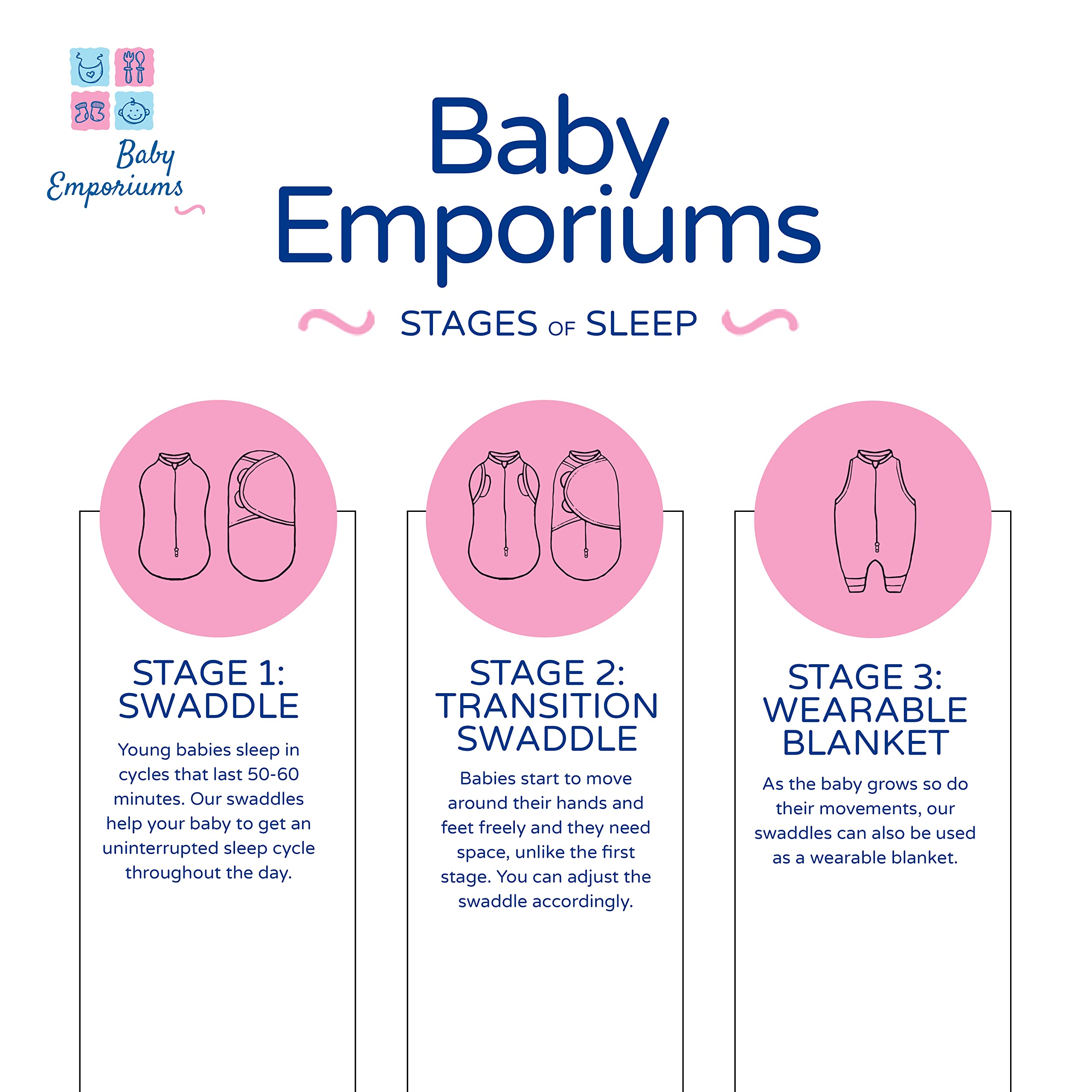 BABY EMPORIUMS swaddles for Newborn | Adjustable Swaddle 0-3 Month 7-14 lbs. | Unisex Soft with Plush and Warm Pack of 3 Wraps Delightful Appealing Designs