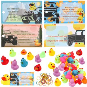 220 packs duck card printed car duck cards funny ducking card tags multicolor rubber ducks mini bath ducks ducky float ducks set with 20 rubber ducks 200 pieces rubber bands for sharing (cute style)