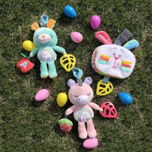 Baby Starters Magic Years Crinkle, Rattle, Plush Activity Toy with Teether, 8 inch, Aqua Bunny