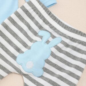 Gavol My First Easter Baby Boy Outfit Rabbit Romper+Stripe Pants +Rabbit Ear Hat 3pcs Clothing Set 0-12months