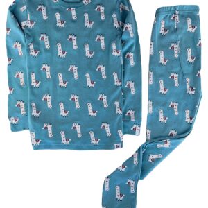 LittLong 12M-5Y Kids Toddlers Girls Boys Baby 100% Cotton LLAMA Snug Fit Sleepwear Pajamas 2 Pcs Pjs Set (5T, Blue)