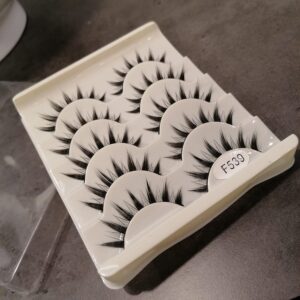 AUGENL 5Pairs False Eyelashes Cute Japanese Style Makeup Thick Eye Lash Extension,Cosplay Anime Makeup Eyelashes Reusable Lashes Manga Eye Makeup Tools (F539)