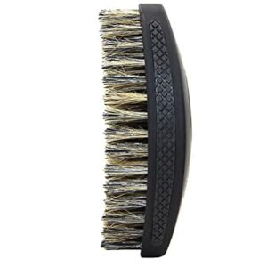 Crown Quality Products 360 Sport Wave Caesar 2.0 Boar Bristle Hairbrush, Medium, Triple Black - Non-Slip Grip, Waterproof Design - The Ultimate 360 Wave Brush