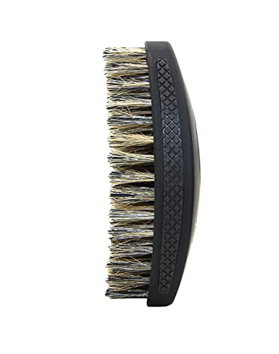 Crown Quality Products 360 Sport Wave Caesar 2.0 Boar Bristle Hairbrush, Medium, Triple Black - Non-Slip Grip, Waterproof Design - The Ultimate 360 Wave Brush