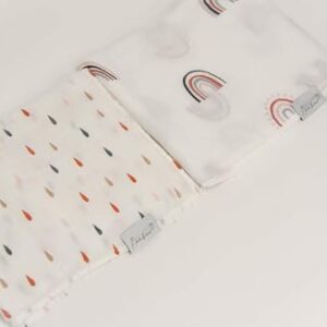 Brilliant Bambino - Baby Swaddle Blanket - 2 Pack | Boho Rainbows + Raindrops Set | Muslin Cotton Blend | Newborn Essentials | Boys & Girls Baby Stuff | Receiving Blanket | Rainbow Baby |