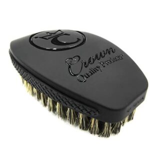 Crown Quality Products 360 Sport Wave Caesar 2.0 Boar Bristle Hairbrush, Medium, Triple Black - Non-Slip Grip, Waterproof Design - The Ultimate 360 Wave Brush