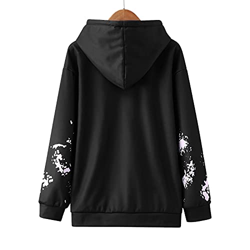 Winnerlion Distressed Hoodies Sweatshirts for Women Momlife Printed Casual Athletic Hooded Sweatshirt Pullover Tops (Black, XXL)