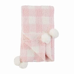 mud pie children's nursery chenille blanket, pink gingham, 34" x 28"