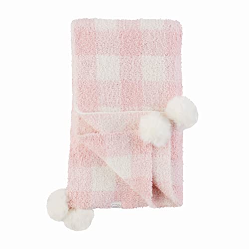 Mud Pie Children's Nursery Chenille Blanket, Pink Gingham, 34" x 28"