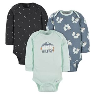 gerber baby boys 3-pack long sleeve onesies bodysuit fox 0-3 months