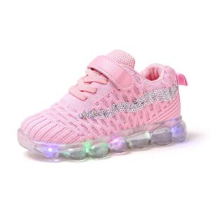 EnJoCho Baby Toddler Girls Boys Led Light Tennis Shoes Sneakers Kids Bling Running Sport Shoes for 1-6 Years Old Toddler (Pink-A, 3.5-4Years)