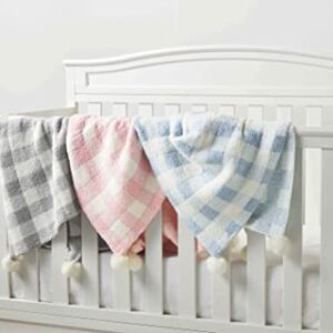 Mud Pie Children's Nursery Chenille Blanket, Pink Gingham, 34" x 28"