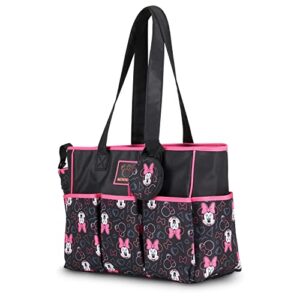 DISNEY Baby Girl Multi Piece Tote Diaper Bag, Minnie-Toss Print