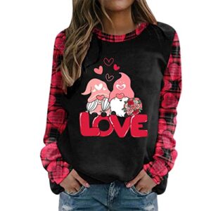 winnerlion valentine's day sweatshirts for women dwarf print casual sweatshirt long sleeve crewneck shirt pullover tops (pink, xl)