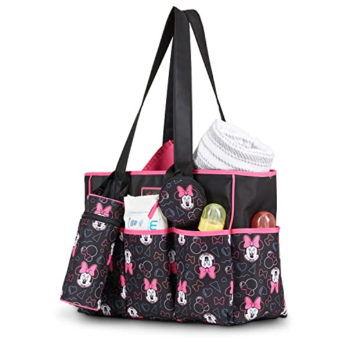 DISNEY Baby Girl Multi Piece Tote Diaper Bag, Minnie-Toss Print