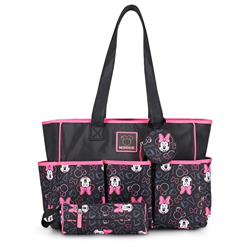 DISNEY Baby Girl Multi Piece Tote Diaper Bag, Minnie-Toss Print