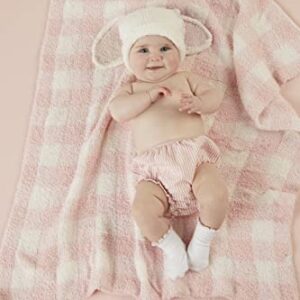 Mud Pie Children's Nursery Chenille Blanket, Pink Gingham, 34" x 28"