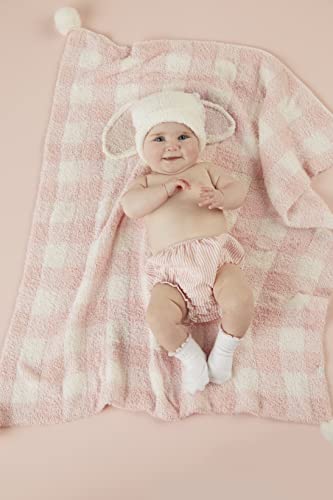 Mud Pie Children's Nursery Chenille Blanket, Pink Gingham, 34" x 28"