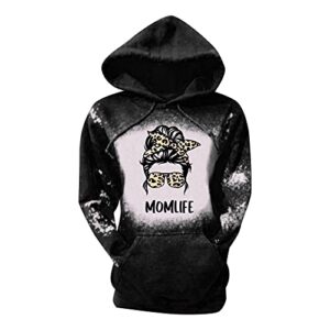 winnerlion distressed hoodies sweatshirts for women momlife printed casual athletic hooded sweatshirt pullover tops (black, xxl)