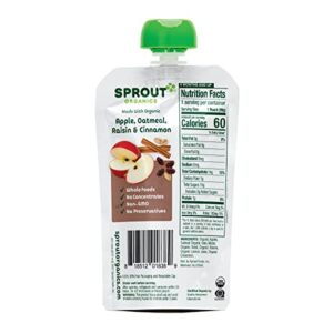 CoComelon Sprout Organic Baby Food Apple Oatmeal Raisin with Cinnamon, 3.5 Oz Pouch