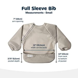 Tiny Twinkle Mess Proof Baby Bib, 2 Pack Long Sleeve Bib Outfit, Waterproof Bibs for Toddlers, Machine Washable, Tug Proof (Grey Indigo, Small 6-24 Months)