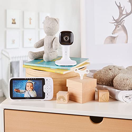 HUBBLE Connected Nursery Pal Cloud Twin Smart Wi-Fi Enabled Baby Monitor with 5-inch HD Color Parent Unit Viewer, 2-Camera Units, Preloaded Soothing Sounds, White Noise, Story and Game Content