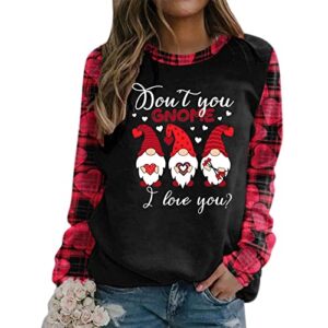 Winnerlion Women Valentine's Day Sweatshirts L Love You Print Casual Sweatshirt Long Sleeve Crewneck Shirt Pullover Tops (Red, M)