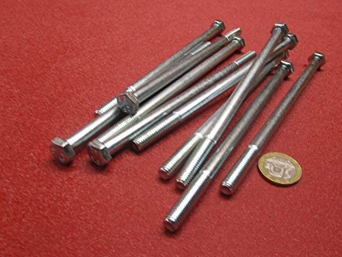 8.8 Zinc Steel Bolts PT M8 x 1.25 mm x 160 mm Long 10 pcs