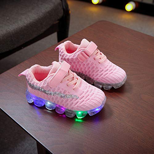 EnJoCho Baby Toddler Girls Boys Led Light Tennis Shoes Sneakers Kids Bling Running Sport Shoes for 1-6 Years Old Toddler (Pink-A, 3.5-4Years)