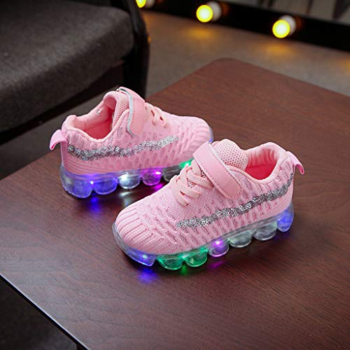 EnJoCho Baby Toddler Girls Boys Led Light Tennis Shoes Sneakers Kids Bling Running Sport Shoes for 1-6 Years Old Toddler (Pink-A, 3.5-4Years)