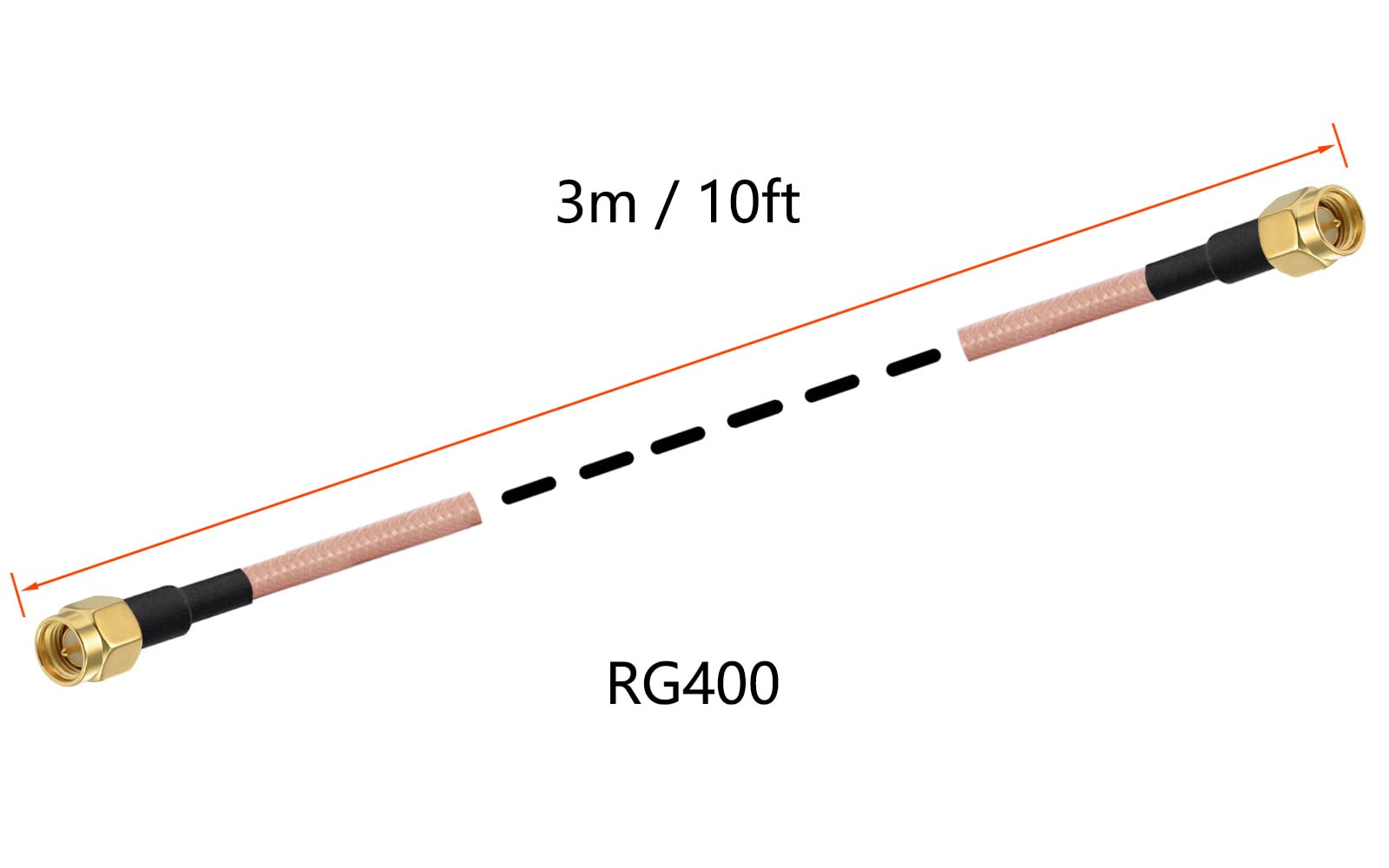 POBADY SMA Antenna Extension Cable SMA Male to SMA Male Pigtail Cable WLAN Antenna Cable RG400 10ft/3m for WiFi Wireless Network 2G 3G 4G Antenna Router GSM Bluetooth WLAN LAN