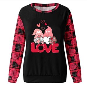 Winnerlion Valentine's Day Sweatshirts for Women Dwarf Print Casual Sweatshirt Long Sleeve Crewneck Shirt Pullover Tops (Pink, XL)