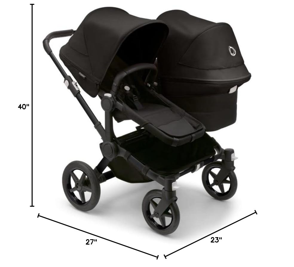 Bugaboo Donkey 5 Duo Extension Set Complete - Turn Your Mono Single Donkey to A Double Stroller- Midnight Black