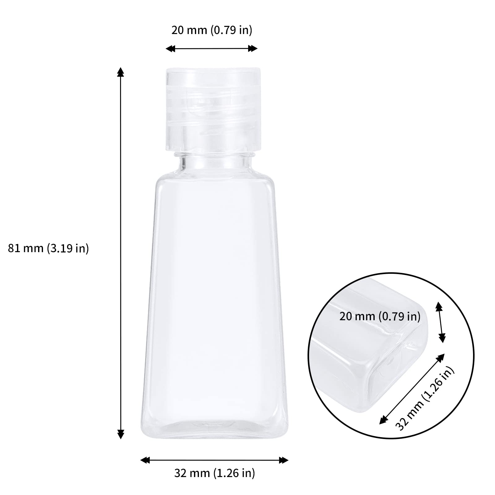 JAPCHET 100 PCS 1 oz Clear Plastic Travel Bottles with Flip Cap, Travel Size Refillable Flip Top Bottles, Small Portable Flip Cap Containers for Liquid, Lotion, Essential Oils, Shampoo and Toiletries