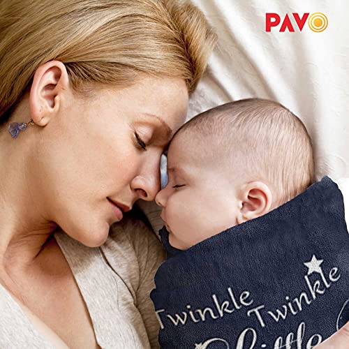 Pavo Personalized Baby Blankets for Boys Girls - Twinkle Twinkle Little Star Baby Elephant Blanket - Includes Bib & Onesie Option - Personalized Baby Gifts for Christmas, Thanksgiving, Shower