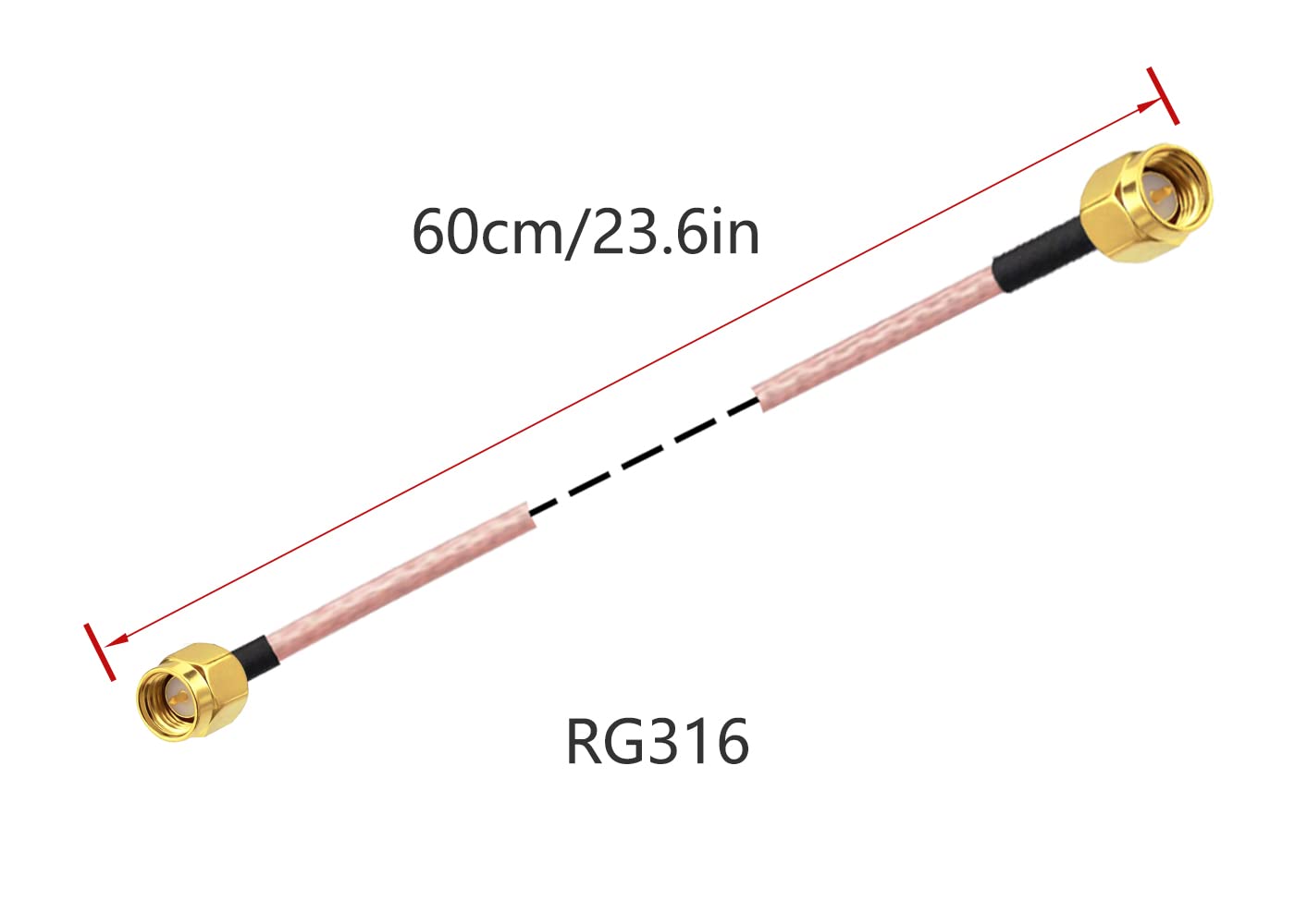 POBADY SMA Antenna Extension Cable SMA Male to SMA Male Pigtail Cable WLAN Antenna Cable RG316 23.6"/60CM for WiFi Wireless Network 2G 3G 5G Antenna Router GSM Bluetooth WLAN LAN