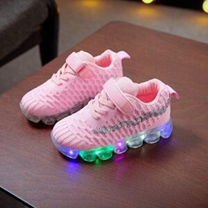 EnJoCho Baby Toddler Girls Boys Led Light Tennis Shoes Sneakers Kids Bling Running Sport Shoes for 1-6 Years Old Toddler (Pink-A, 3.5-4Years)