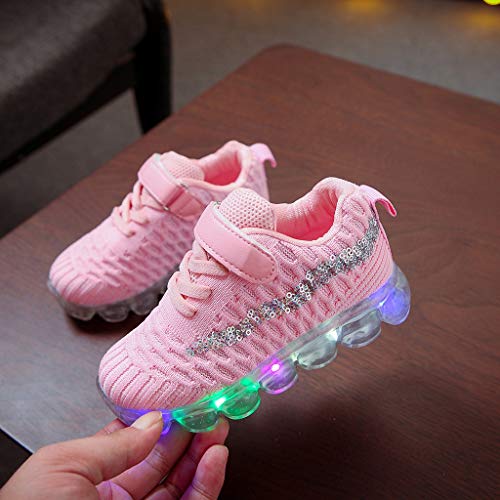 EnJoCho Baby Toddler Girls Boys Led Light Tennis Shoes Sneakers Kids Bling Running Sport Shoes for 1-6 Years Old Toddler (Pink-A, 3.5-4Years)