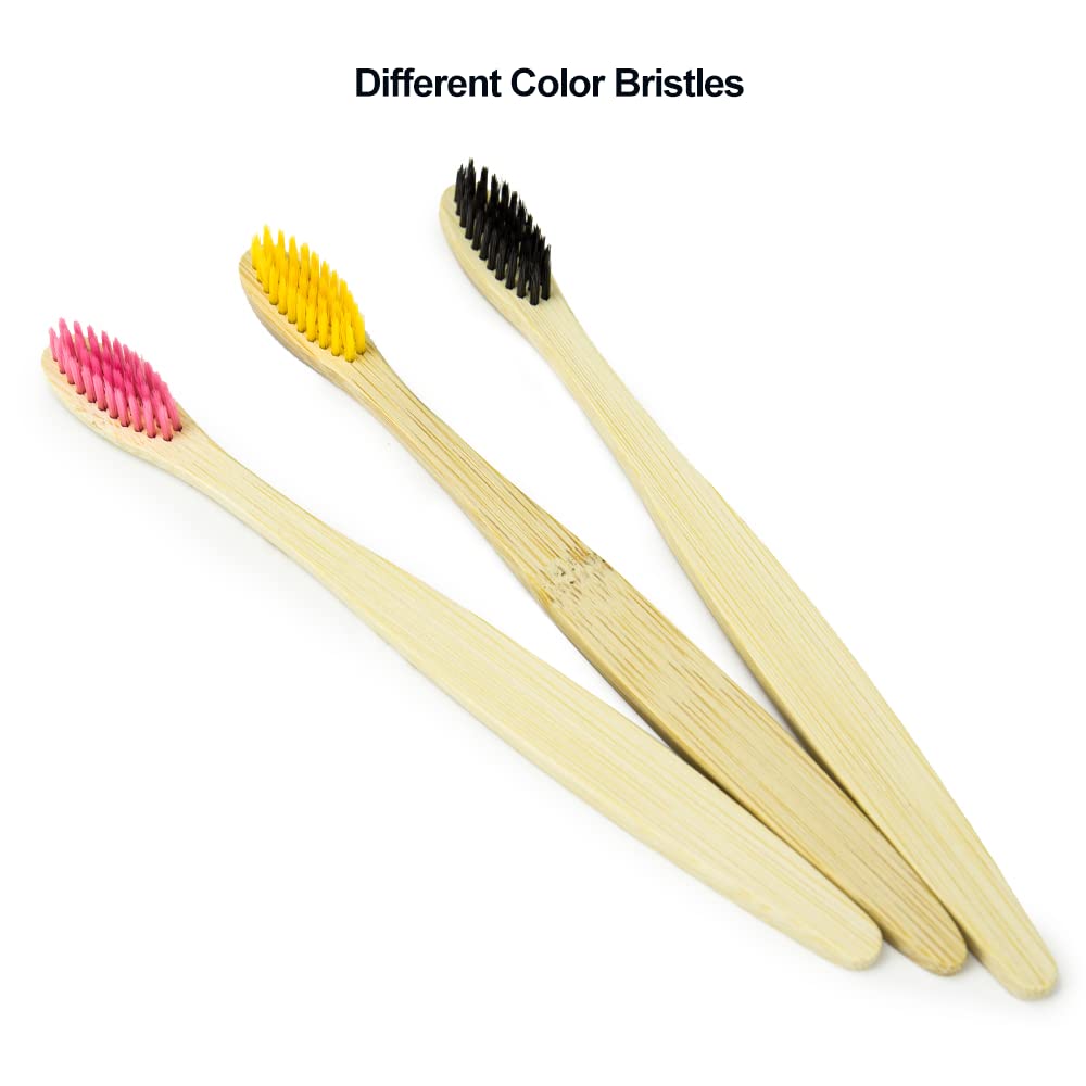 HiweEco Bamboo Toothbrushes Soft Bristles, Charcoal Toothbrushes Adult Biodegradable Natural Tooth Brush 10 Packs