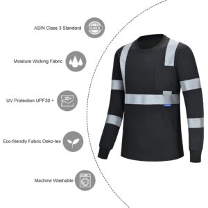 A-SAFETY Black Reflective Long Sleeve Shirt (Large)