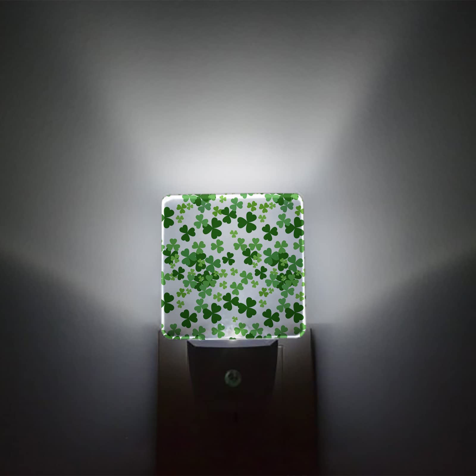 Night Lights Energy-Saving Lamps for Bedroom,St. Patrick's Day Lucky Shamrocks,Plug in Nightlights with Auto Dusk to Dawn Sensor